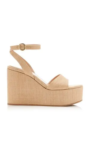 GIANVITO ROSSI Linen Platform Wedge Sandals - Neutral