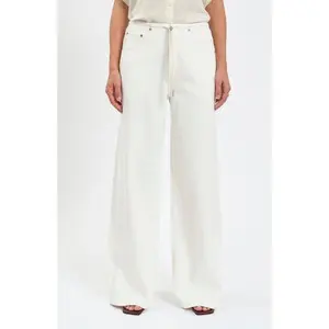 DAZE Madison Tie Waist Wide Leg Jeans - Milkshake