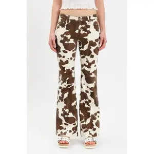 DAZE Cow Print Flare Jeans