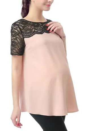 KIMI + KAI Paisley Lace Yoke Maternity Blouse