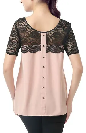 KIMI + KAI Paisley Lace Yoke Maternity Blouse