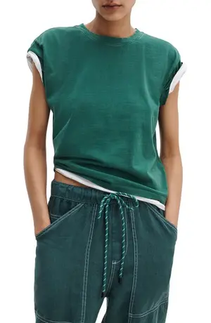 Rag & Bone Kelly Washed Boxy Cotton T-shirt - Forest