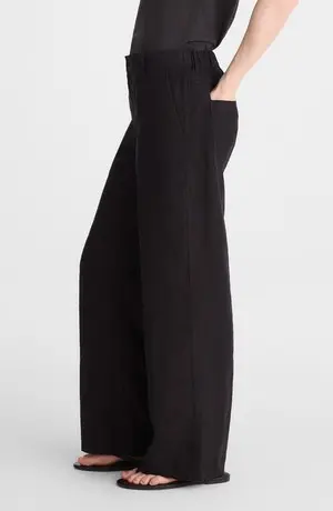 Madewell Zoe Relaxed Straight Leg Linen Pants - Jet Black