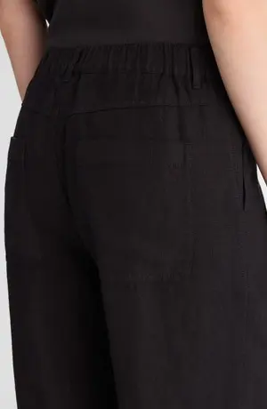 Madewell Zoe Relaxed Straight Leg Linen Pants - Jet Black