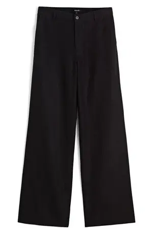 Madewell Zoe Relaxed Straight Leg Linen Pants - Jet Black