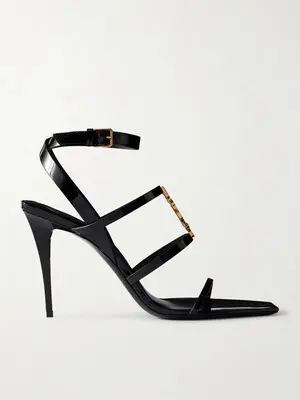 Saint Laurent Cassandra Embellished Patent-leather Pumps - Black