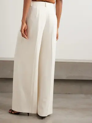 Theory Pleated Crepe Wide-leg Pants - Neutrals