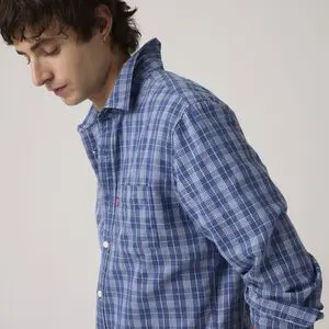 LEVI'S Classic One Pocket Standard Fit Cotton Linen Shirt - Hakan Plaid Sunshine