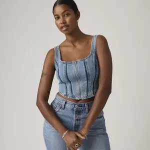 LEVI'S Seamed Zip Bustier Top - Shadow Work Top