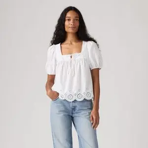 LEVI'S Darling Short-sleeve Cutwork Blouse - Bright White