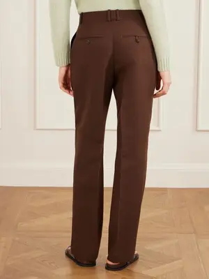 Polo Ralph Lauren Pleated Cotton And Wool-blend Twill Straight-leg Trousers - Brown