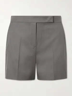 Max Mara Wool-twill Straight Leg Shorts - Gray