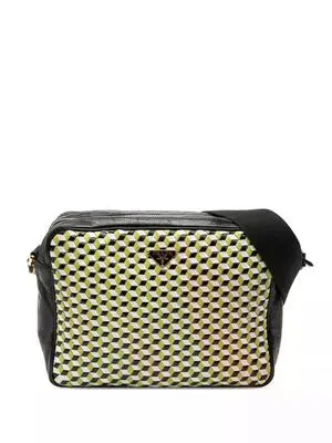 Prada 2000-2013 Leather Perspective Cubes Shoulder Bag