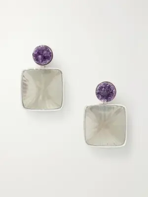 Alaïa Amethyst And Plexiglass Earrings - Silver
