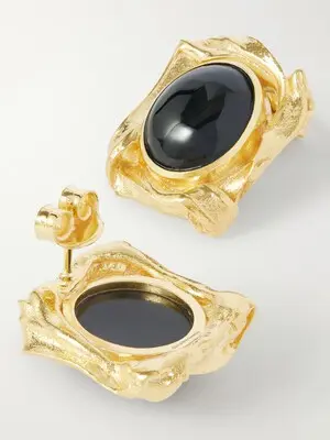 Completedworks Gold-plated And Resin Earrings - Black