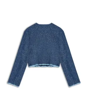 Emporio Armani Cropped Jacket With Fringe Trim - Solid Medium