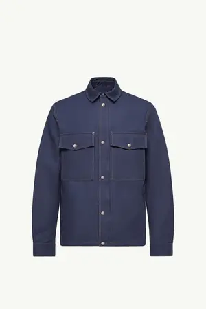 Moncler Watagua Cotton & Linen Blend Shirt Jacket - Blue