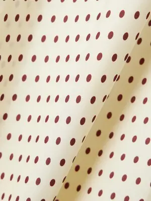 DÔEN Emerence Ruffled Polka-dot Silk-blend Twill Midi Dress - Neutrals