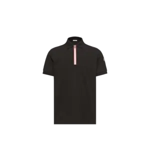 Moncler Tricolour-trimmed Cotton Polo Shirt - Black