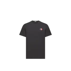 Moncler Moncler Embroidered Tricolor Logo Cotton T-shirt Blue