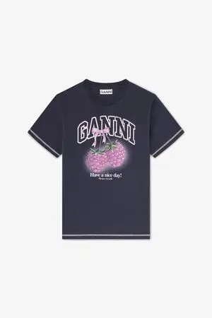 GANNI Raspberry Graphic T-shirt - Mixed