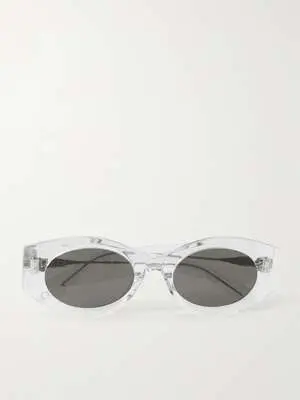 Alaïa Lettering Round-Frame Sunglasses Clear
