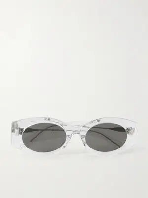 Alaïa Lettering Round-Frame Sunglasses Neutrals