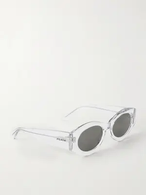 Alaïa Lettering Round-frame Sunglasses - Neutrals