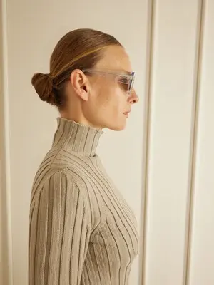 Alaïa Lettering Round-frame Sunglasses - Neutrals