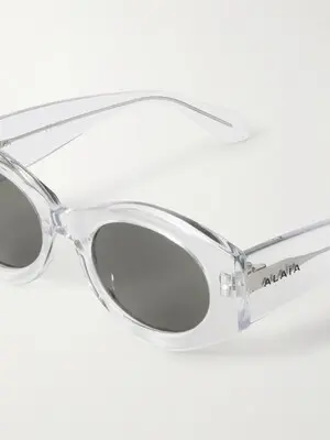 Alaïa Lettering Round-frame Sunglasses - Neutrals
