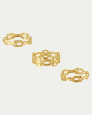 SOPHIE BLAKE Silvana Link White Topaz Rings - Gold