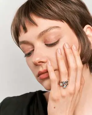 SOPHIE BLAKE Trinity Ring With Lemon Quartz - Gold
