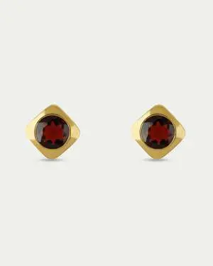 SOPHIE BLAKE Deco Stud Earrings With Garnet - Gold
