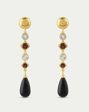 SOPHIE BLAKE Carmen Deco Drops Garnet & White Topaz Earrings - Gold
