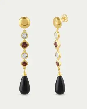 SOPHIE BLAKE Carmen Deco Drops Garnet & White Topaz Earrings