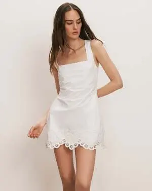 Veronica Beard Shanice Lace Trim Mini Dress - White