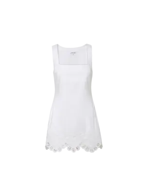 Veronica Beard Shanice Lace Trim Mini Dress - White