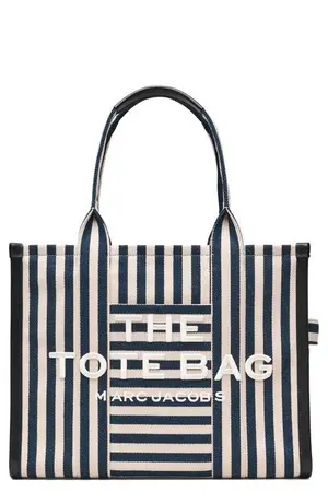 Marc Jacobs The Stripe Canvas Large Tote Bag - Blue Sea Multi