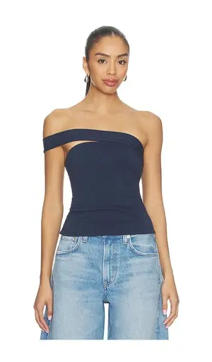 SKIMS Cotton Jersey One Shoulder Tube Top - Navy