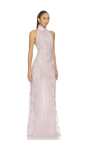 SAU LEE Halterneck Maxi Dress - Soft Lilac