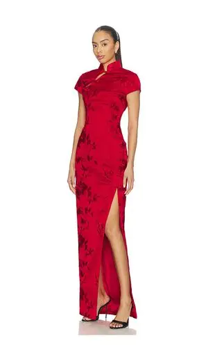 SAU LEE Isabella Embroidered Gown - Red