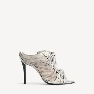 Balenciaga Stapler Sandal Heel - Grey & Silver