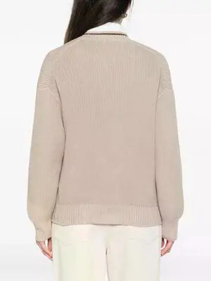 Brunello Cucinelli Buttoned Striped-detail Cardigan - Neutrals