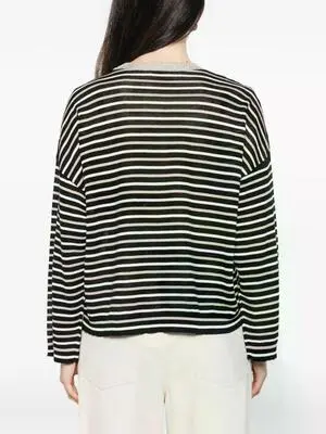 Brunello Cucinelli Striped Crew Neck Sweater - Black