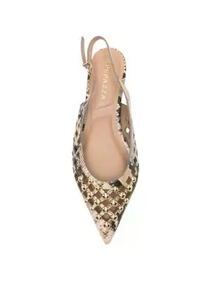 APEPAZZA Snake-pattern Slingback Pumps