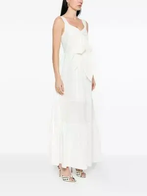 Liu Jo Long Linen-blend Tiered Maxi Dress - White