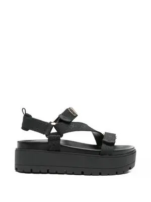 Guess Logo Lettering Platform Sandals - Black