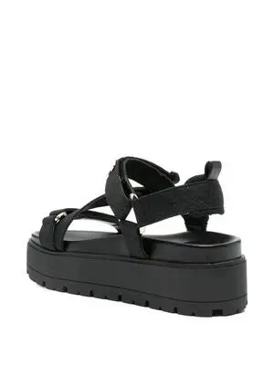Guess Logo Lettering Platform Sandals - Black
