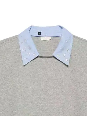Liu Jo Embellished-collar Cropped Sweatshirt - Grey