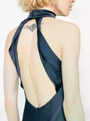 ACTUALEE Halterneck Open-back Maxi Dress
